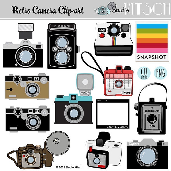 Retro Camera clip-art graphics digital scrapbooking