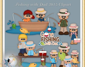 Fishing with dad clipart set/ instant download 14010