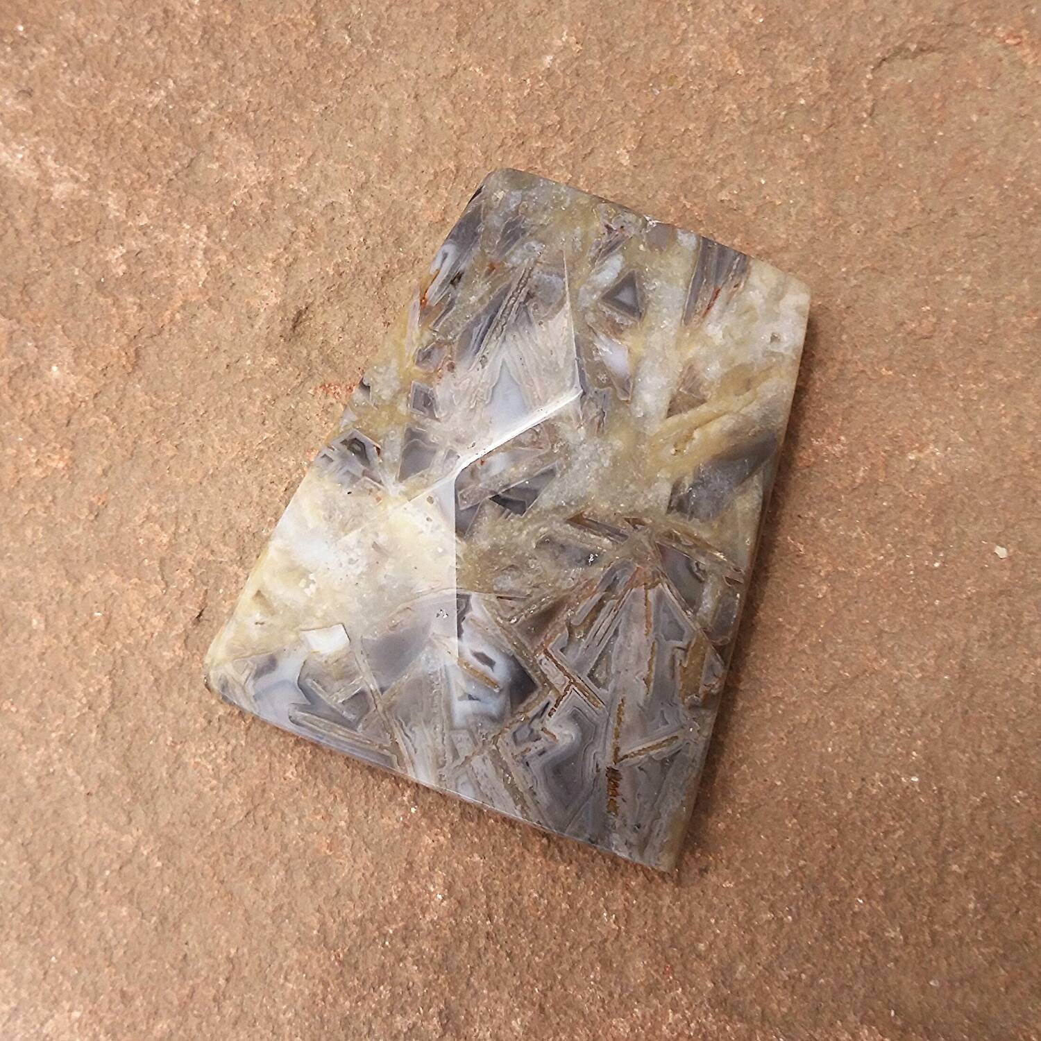 Rare Silver Needle Agate Faceted Trapezoid Pendant by UngarImpex