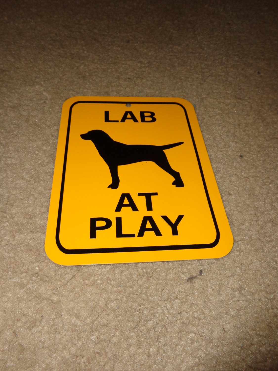Lab at Play TEMPLATE Funny Pet Sign 6x8 inch Aluminum metal
