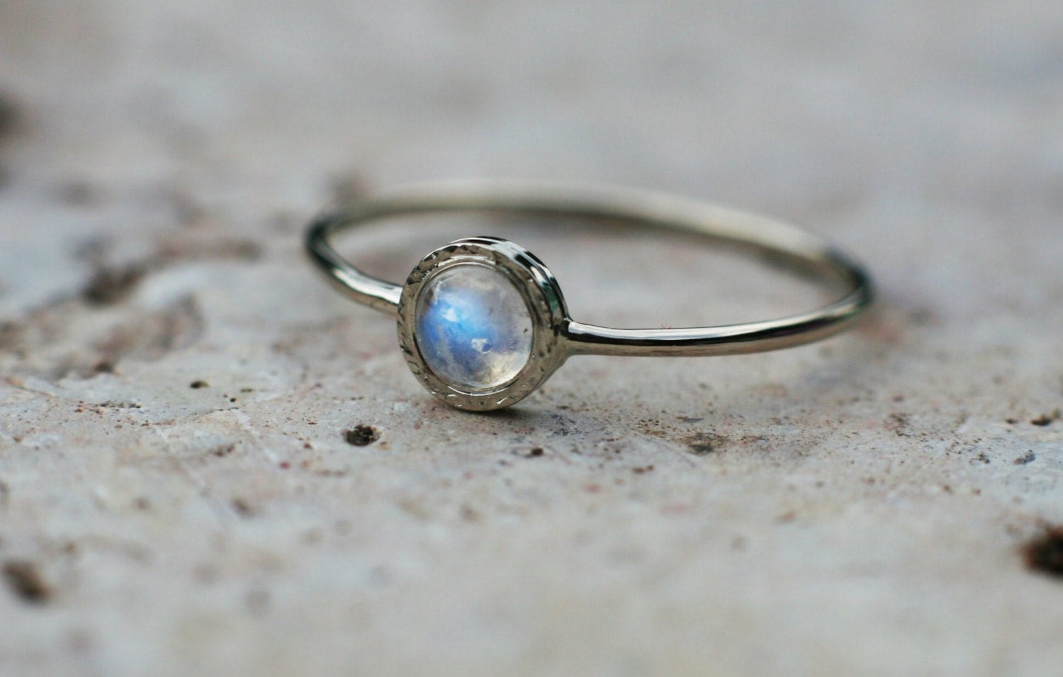 Rainbow Moonstone Ring In 14k White Gold Moonstone Engagement