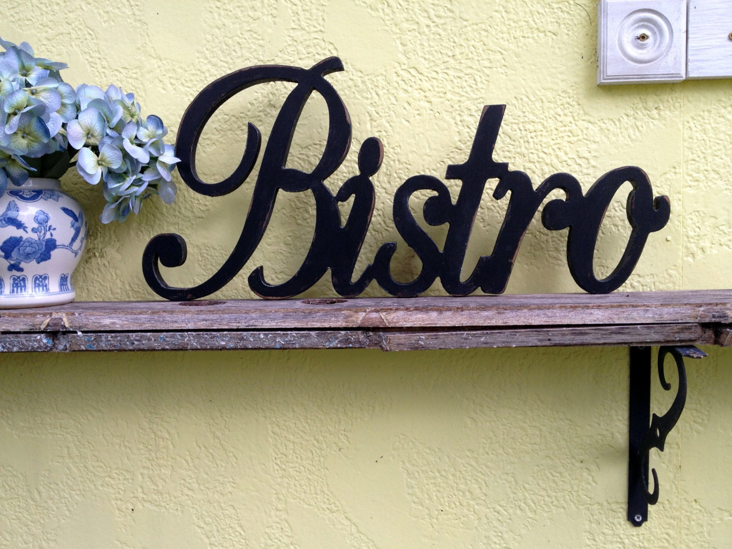 large wood kitchen sign. Bistro Sign Carved Wood Plaque.