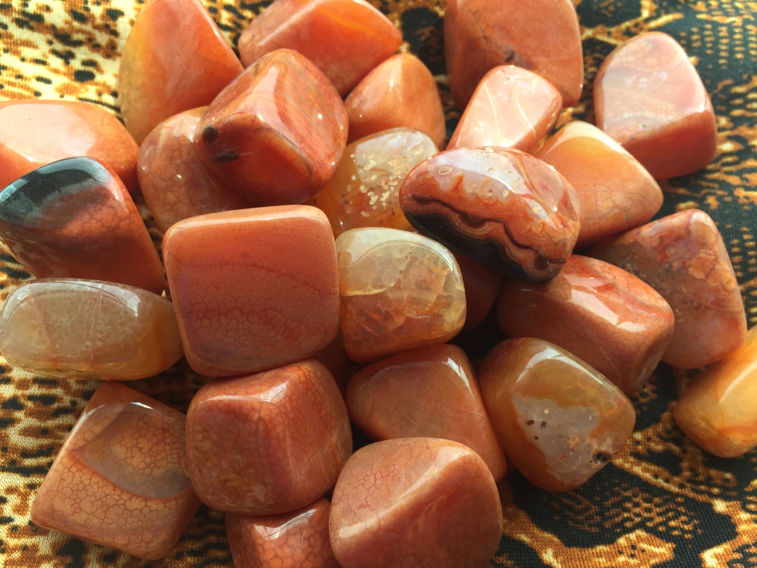 Large Red Fire Snakeskin Agate Tumbled Red Fire Agate