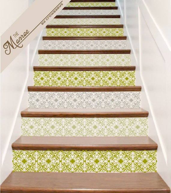 Items similar to STAIR DECALS - Ornate Vinyl Tile Decal Decor for Stair ...