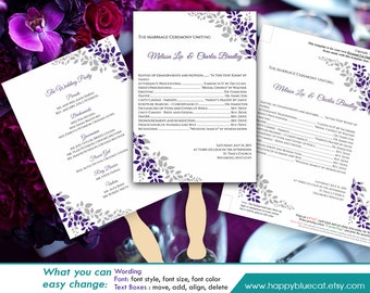 DiY Printable Wedding Fan Program Template by HappyBlueCat