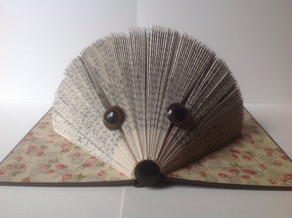 Hedgehog Folded Book Art Folded Pages Book Art by MaplewoodBookArt