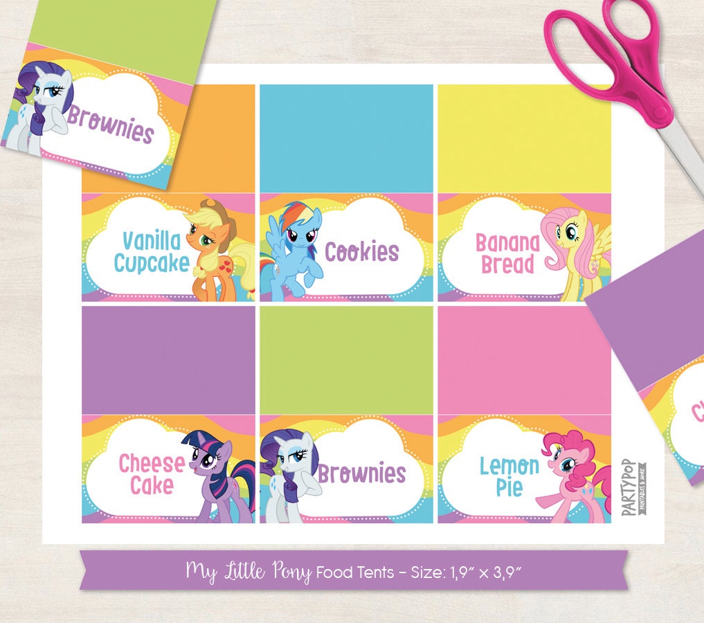 Personalized My Little Pony food label tent by PartyPopPrints