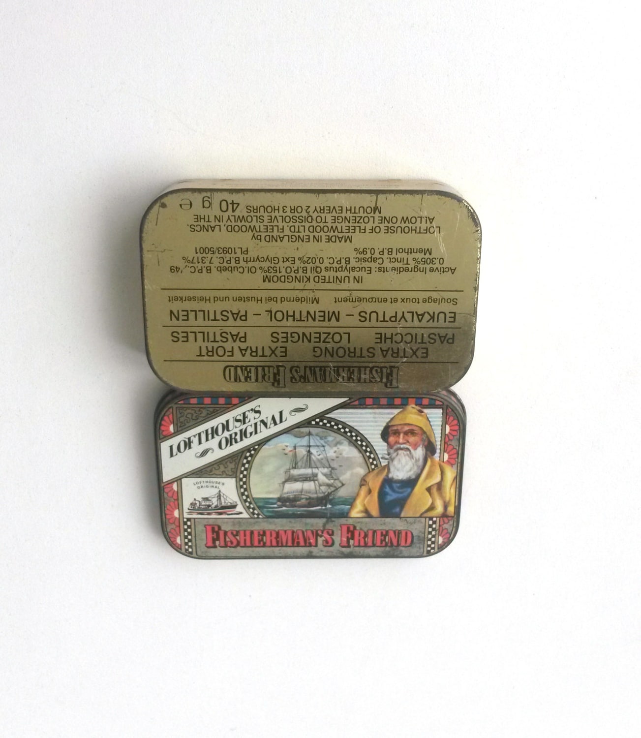Vintage Tin Box with Fisherman's Friend 'Lofthouses