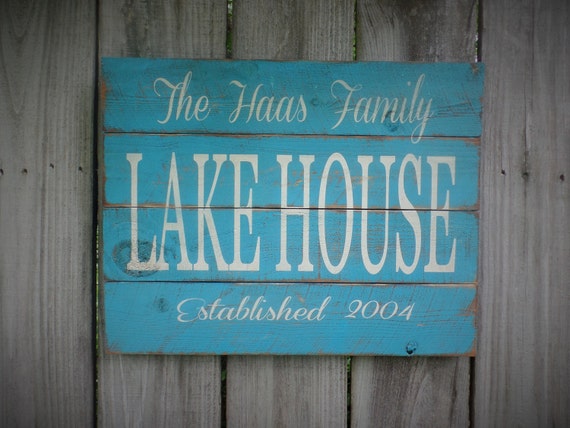 Personalized Lake Sign Lake House Wood Sign Established Wooden