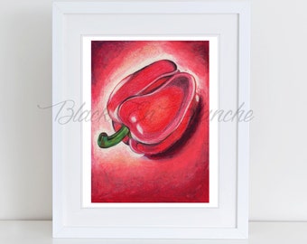 Items similar to Pepper Art Bell Pepper Painting Red Pepper Print ...
