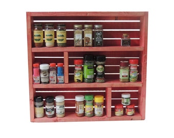 Red spice rack | Etsy