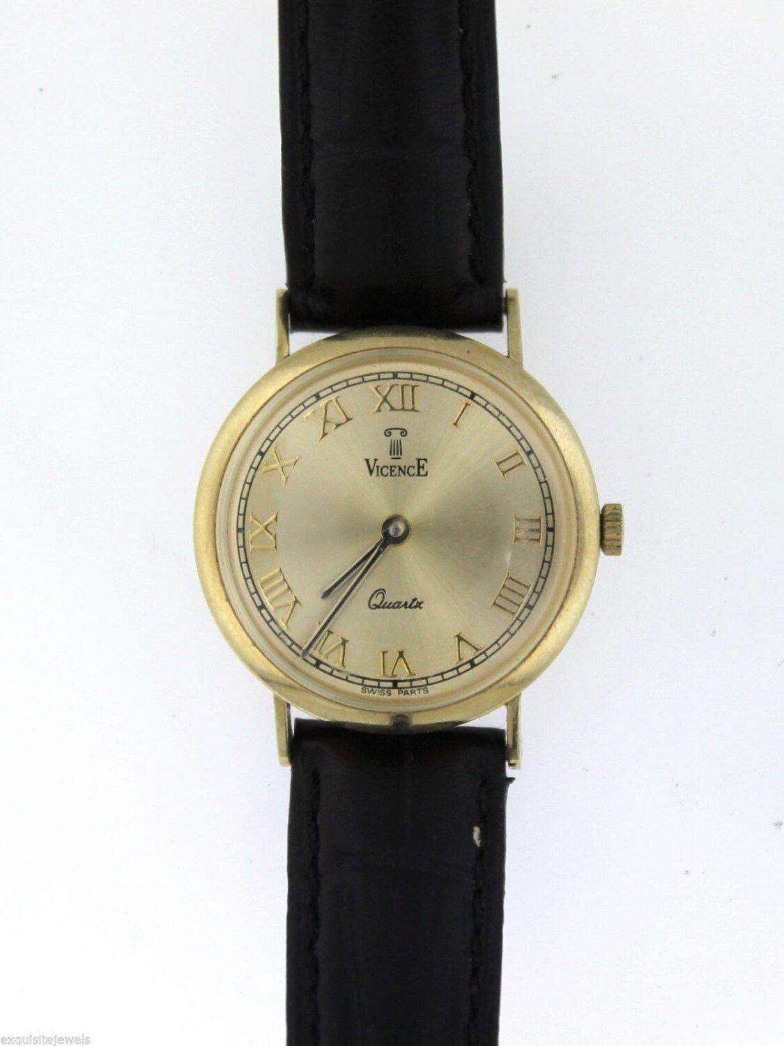 14k Yellow Gold Italy Watch 26mm Vicence Milor 585 Leather Strap Quartz ...