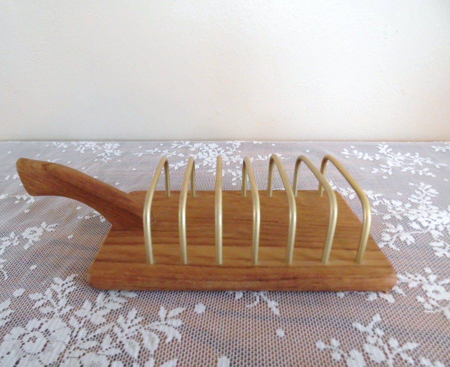 Vintage Toast Rack Tableware Wooden and Brass Retro Serving Tray ...