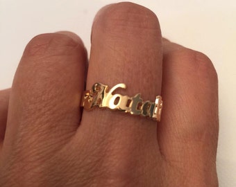 Items similar to Gold Name Ring, Name Band, Customised Ring, Letter ...