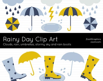 Rainy day clip art | Etsy