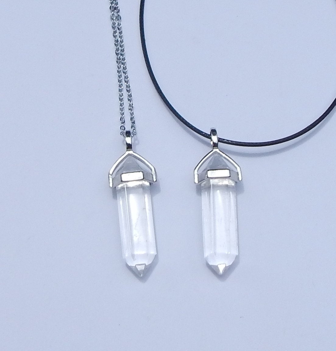Quartz Crystal Point Necklace Quartz Crystal Necklace Clear