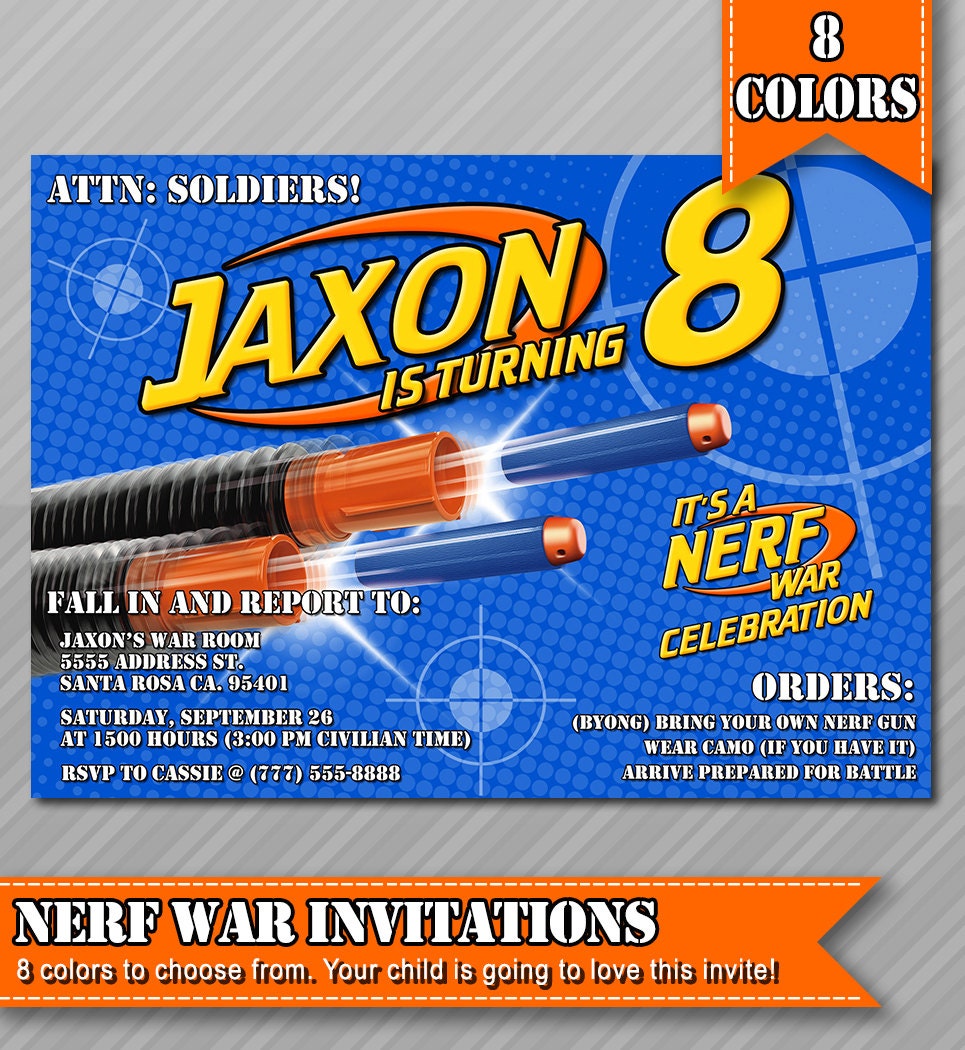 Free Printable Nerf War Birthday Invitations Printable Word Searches