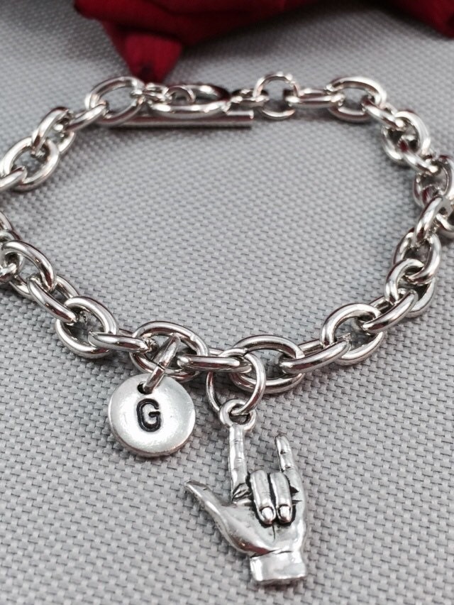 I love you charm bracelet sign language hand bracelet