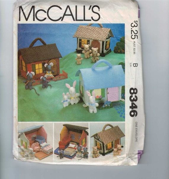 1980s Vintage Craft Sewing Pattern McCalls 8346 Toy Bear Mouse
