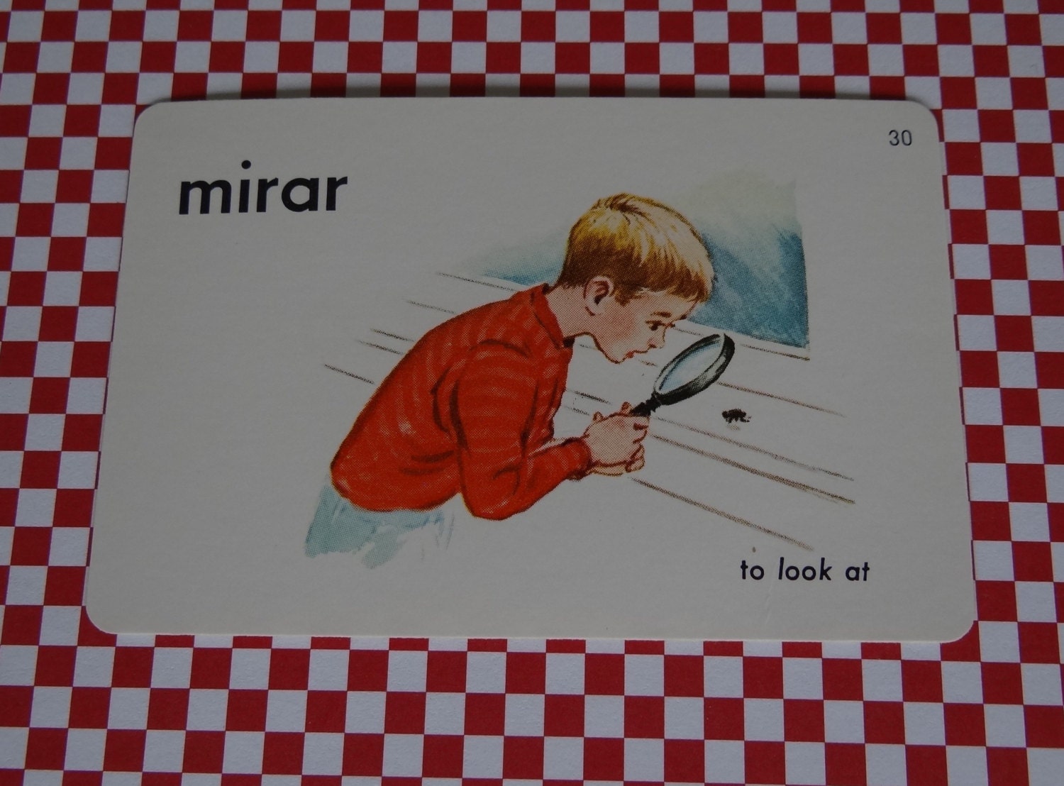 Vintage 1962 Look Picture & Word Flash Card