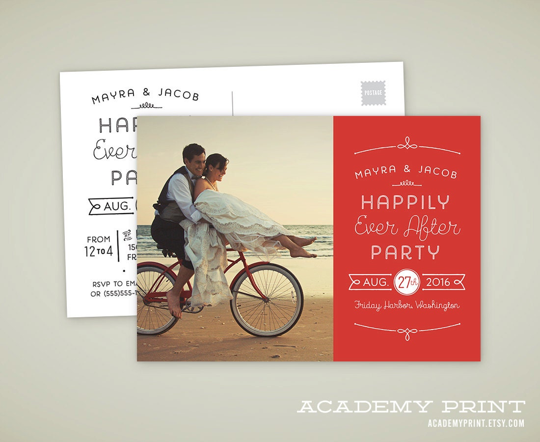 Printable Post Wedding Photo Postcard Invitation by AcademyPrint