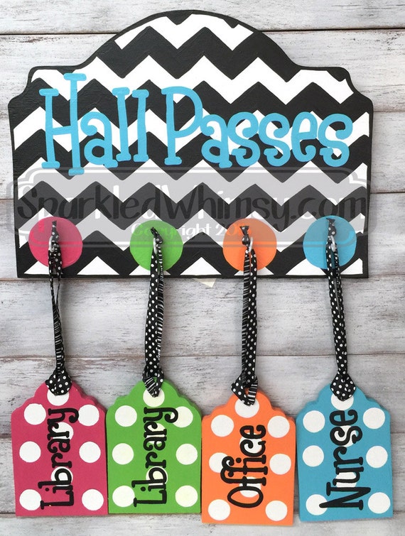 Hall Passes Sign for Classroom Bathroom Passes by SparkledWhimsy