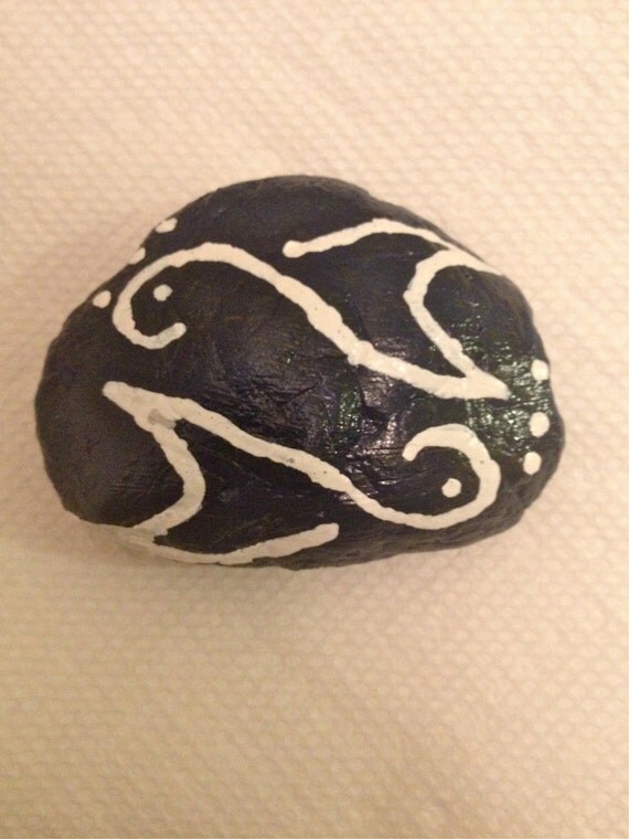 Hand Painted Pisces Zodiac Sign Rock Fish Spirit Animal