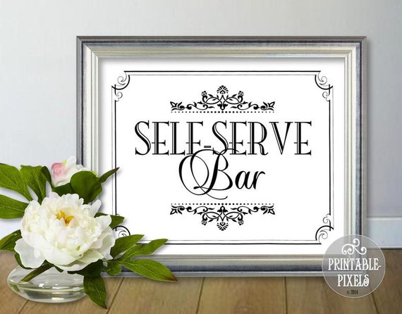 Self Serve Bar Printable Sign 1B // White // 5 by PrintablePixels
