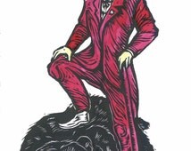 Forever Colonel Rebel, Down with the Black Bear Woodblock Print