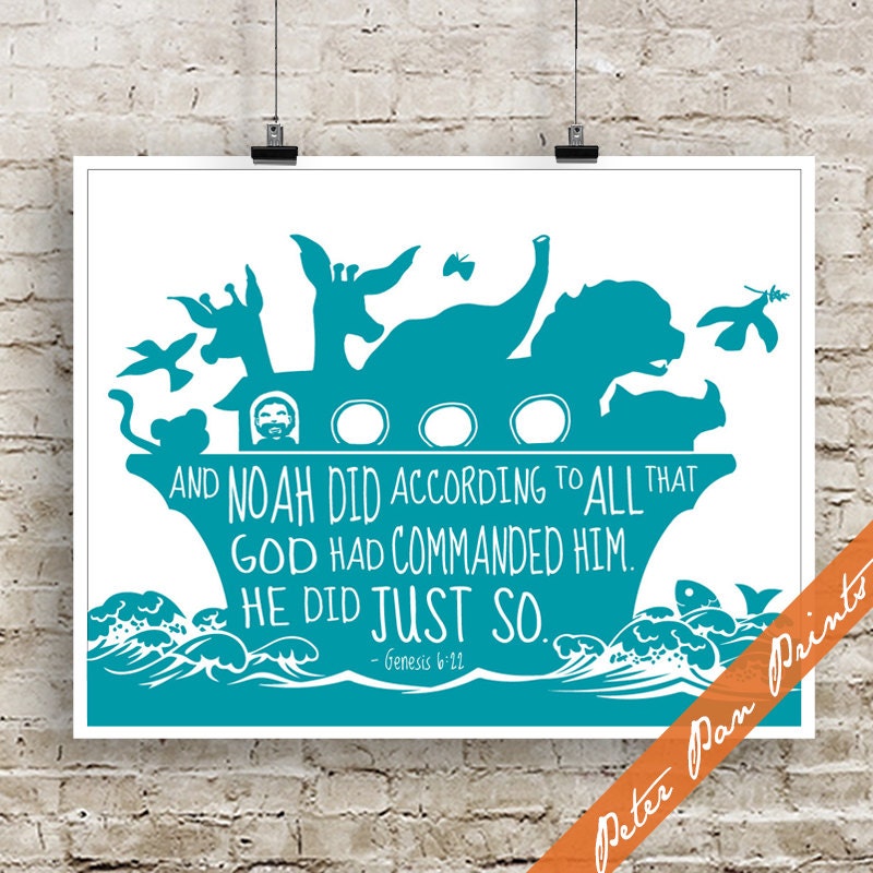 Noah's Ark Quote Bible Book Genesis Art Print
