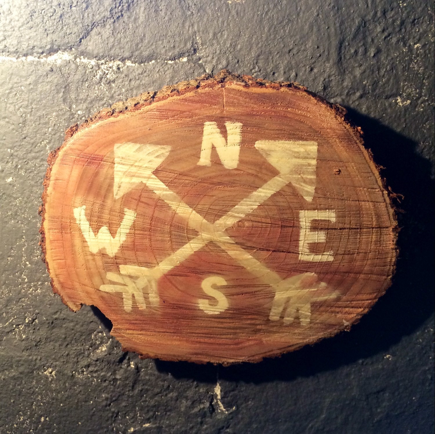 Compass Wood Slice Wall Art by shophuntandgather on Etsy