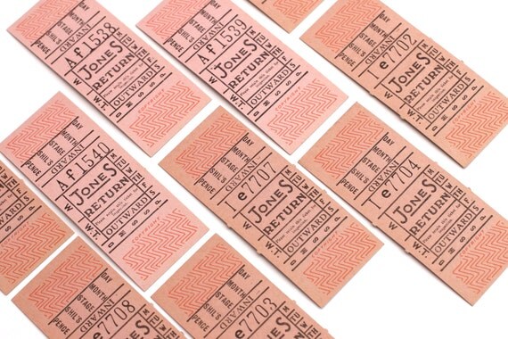 10 x Vintage British Tickets Pink Bus European Transportation