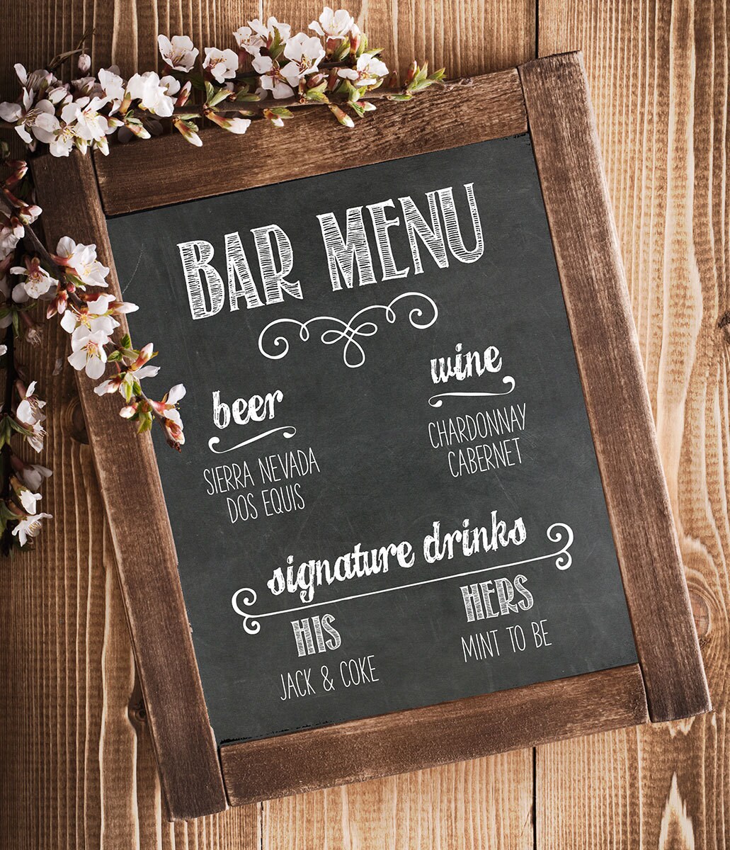 Printable Bar Menu Wedding Print Bar Menu Sign By LoveSupplyCo