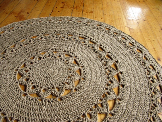 Round Jute Doily Crochet Rug 48. 100% naturals materials