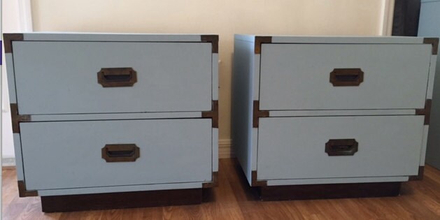 Pair of Vintage Mid Century Dixie Campaign End Tables Night Stands ...