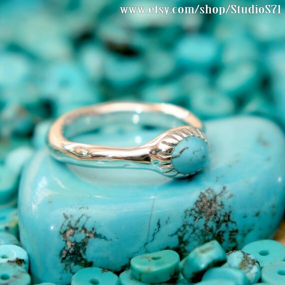 turquoise ring stone ring simple ring birth stone silver