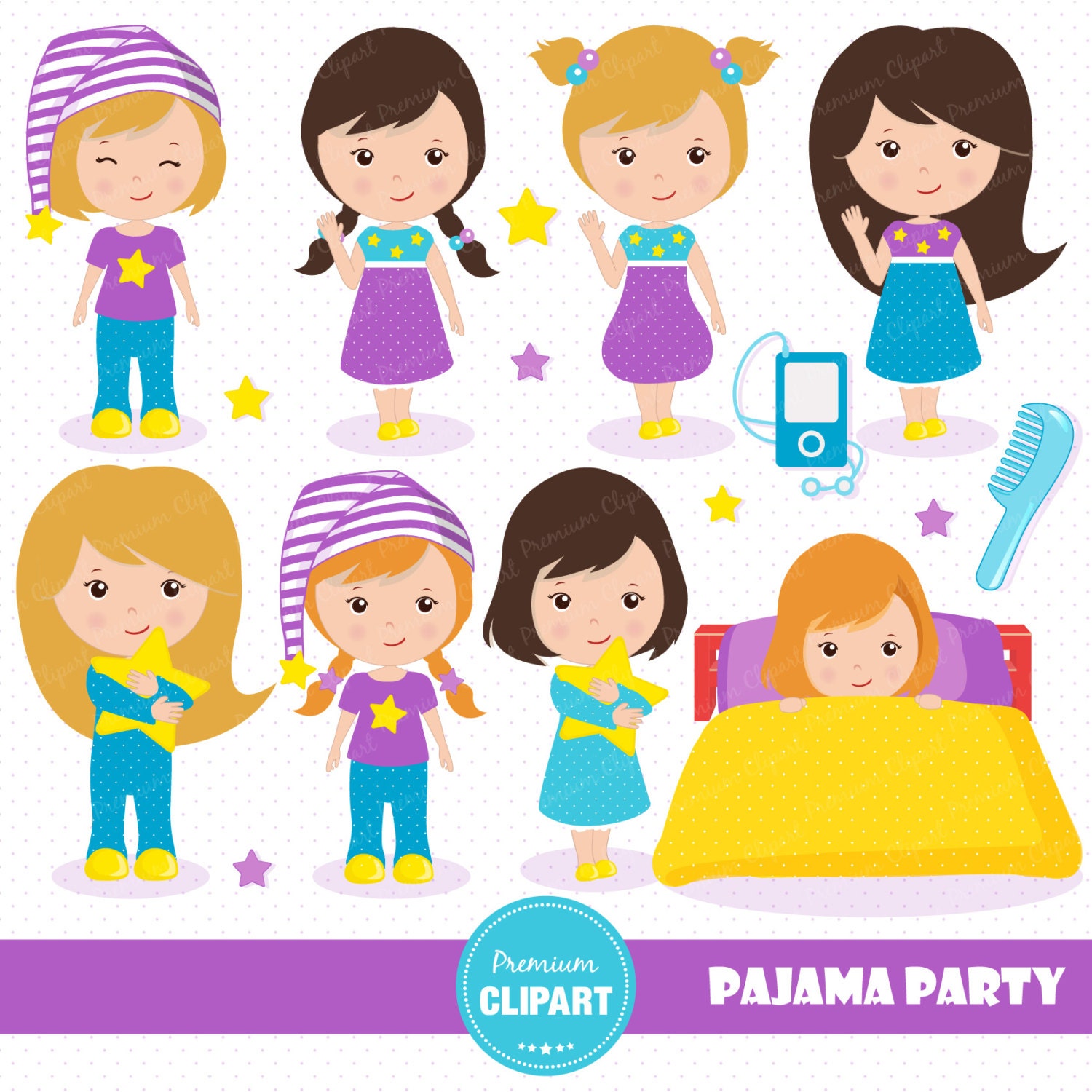 Sleepover Party Clipart Pajama Party Clipart Slumber Clipart