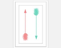 Unique coral arrows print related items | Etsy