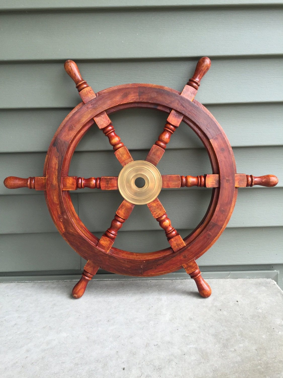 Ships Wheel 24 Wood and Brass Nautical Ships by ParadiseDecor