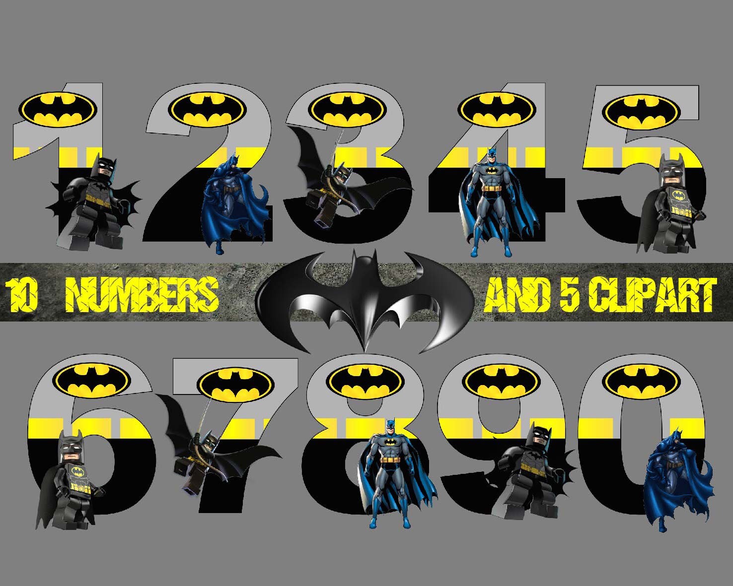 Batman number and Clipart DisneyPrincess Digital by Room25Days