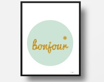 Bonjour sign | Etsy