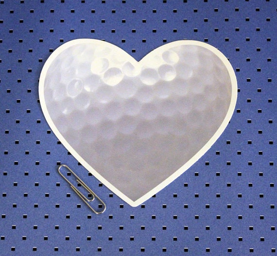 I Love Golf Bumper Sticker Golf Ball Heart