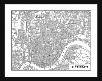 Old Map of Cincinnati Historic 1838 Cincinnati Ohio Street Map