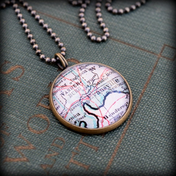 Items similar to Evansville Map Necklace - Custom Handmade Indiana ...