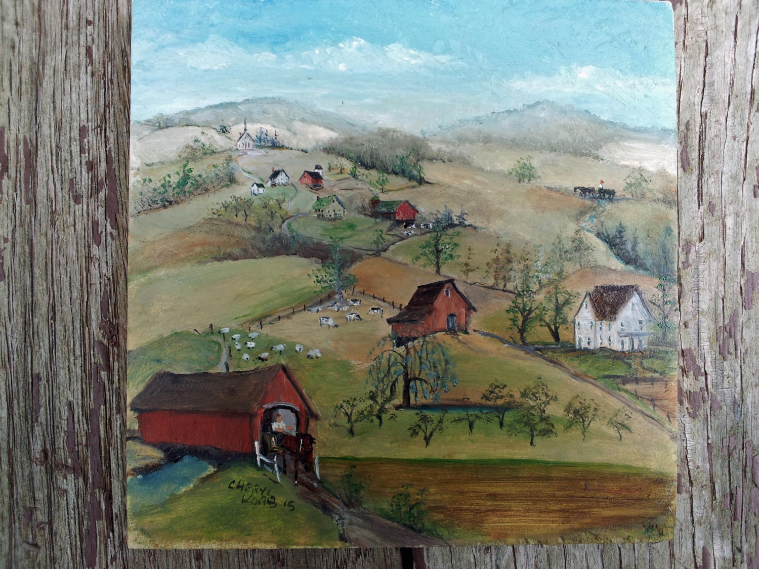 Oil Painting Folk Art Summer Scene by pennsylvaniafolkart on Etsy Oil Painting Folk Art Summer Scene by pennsylvaniafolkart on Etsy