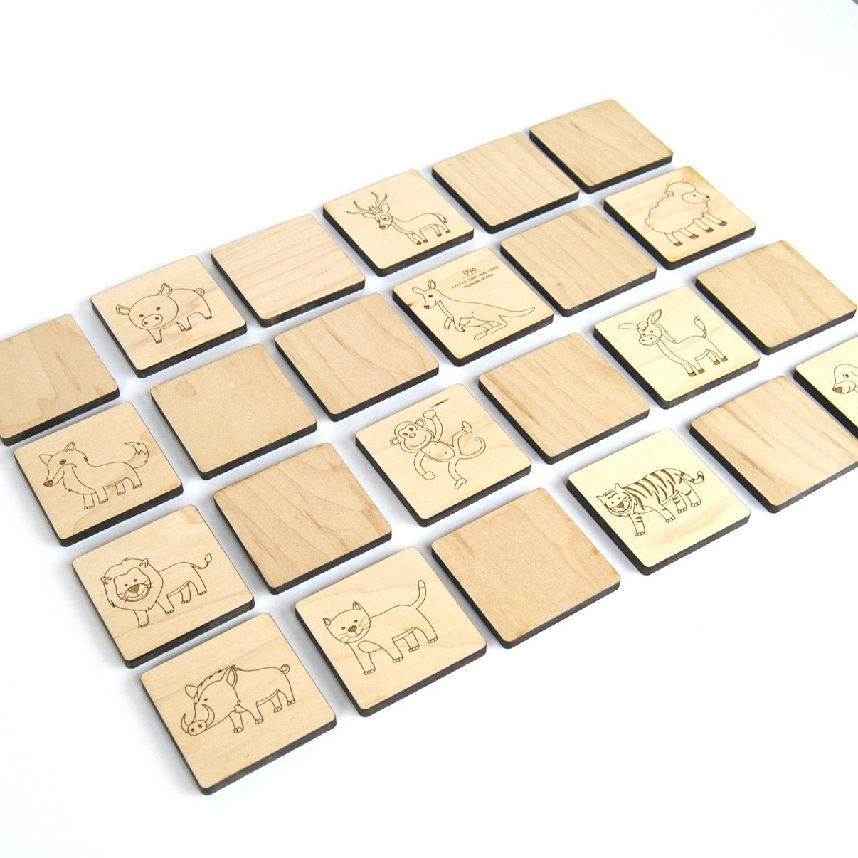 Wood Toy Matching Game memory tile kids toy by littlesaplingtoys