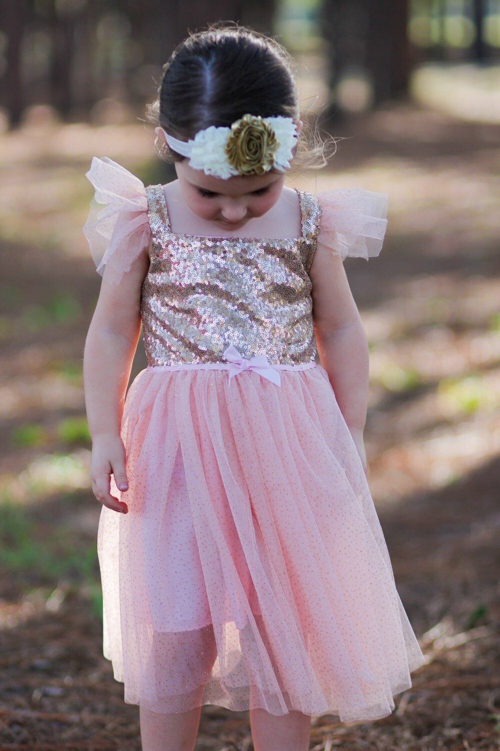 Pink Sequined Glitter Tulle Princess Girls Toddler Baby Dress