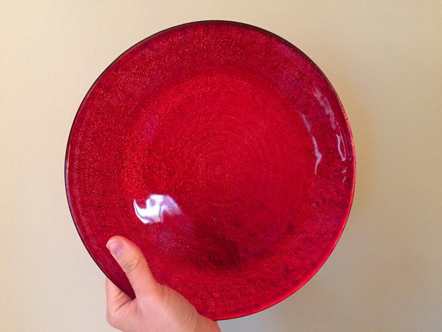 Extra Bright Red Glass Dinner Plates Or Serving Plates 11 Each Vintage Extra Bright Red Glass Dinner Plates Or Serving Plates 11 Each Vintage