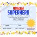 SUPERHERO CERTIFICATE Instant PRINTABLE Download and print