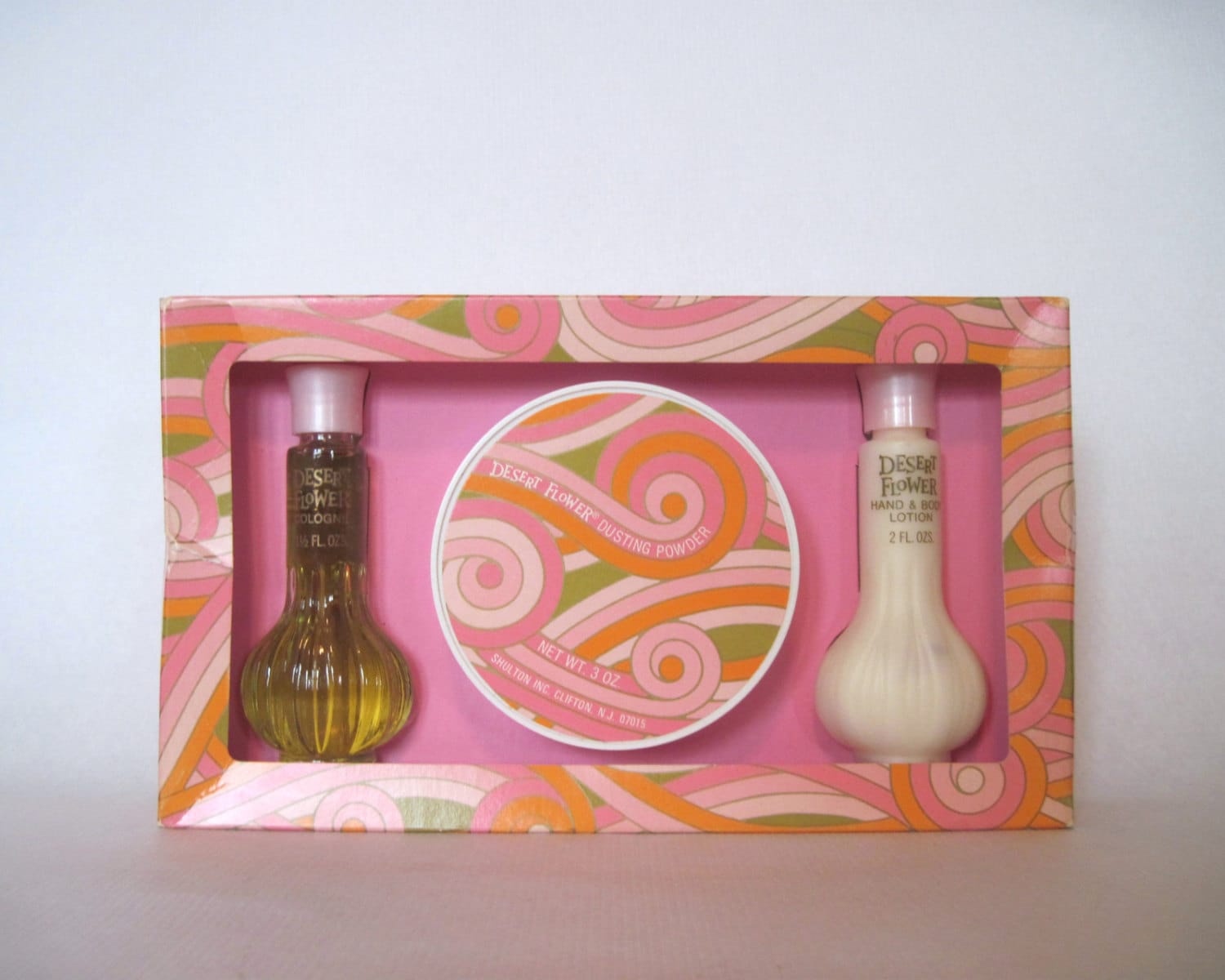 vintage 1970s DESERT FLOWER Perfume Lotion Dusting Powder